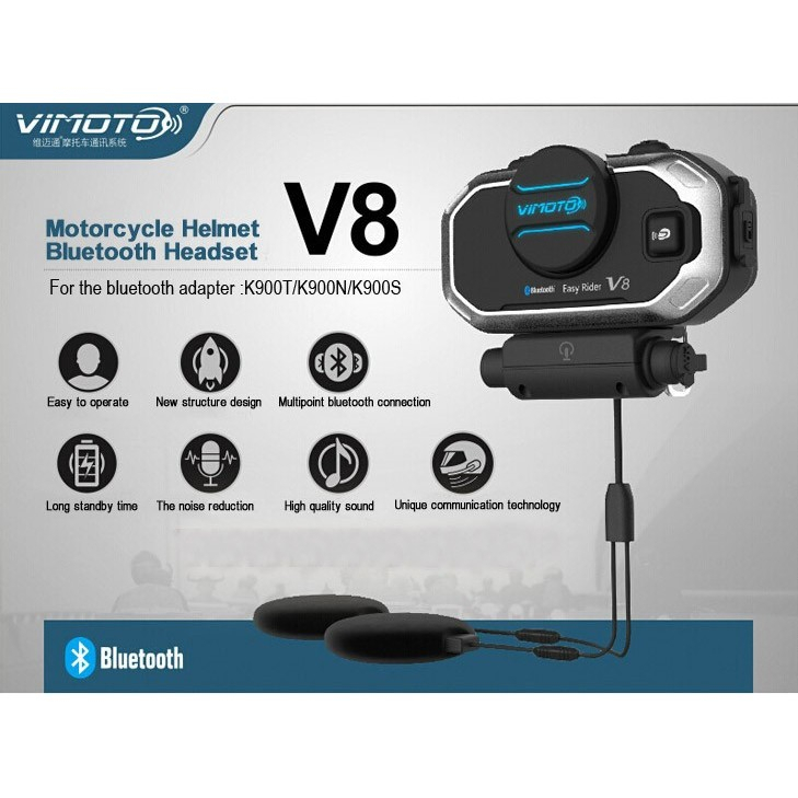 Vimoto V8บูลทูธติดหมวกกันน็อค อินเตอร์คอม มีระบบตัดเสียงรบกวน ตัวเครื่องกันน้ำกันฝนได้ (มี ...