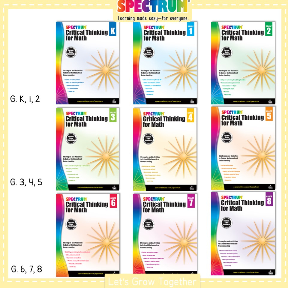 Spectrum Critical Thinking for Math Worksheet with Answer Keys ...