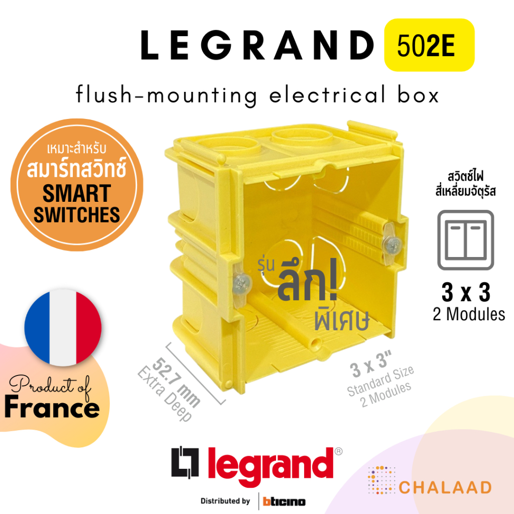 bticino flush-mounting box 502E กล่องฝัง บล็อคฝัง 3x3 [2 ช่อง] สำหรับ ...