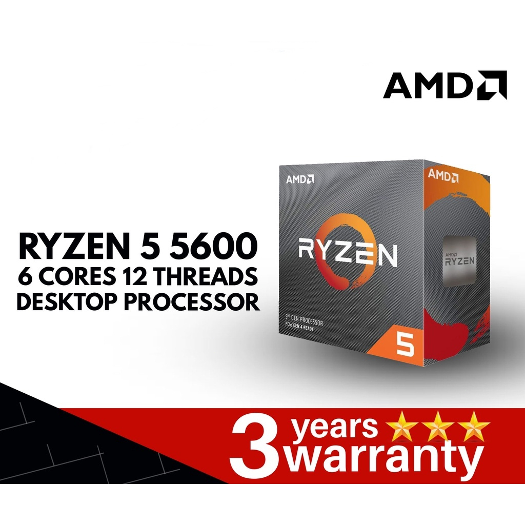 โปรเซสเซอร์ CPU AMD RYZEN 5 4500 4600G 5600 5600X 6 คอร์ 12 เธรด อัตราเร่งสูงสุด 4.1Ghz CPU ชนิด ...