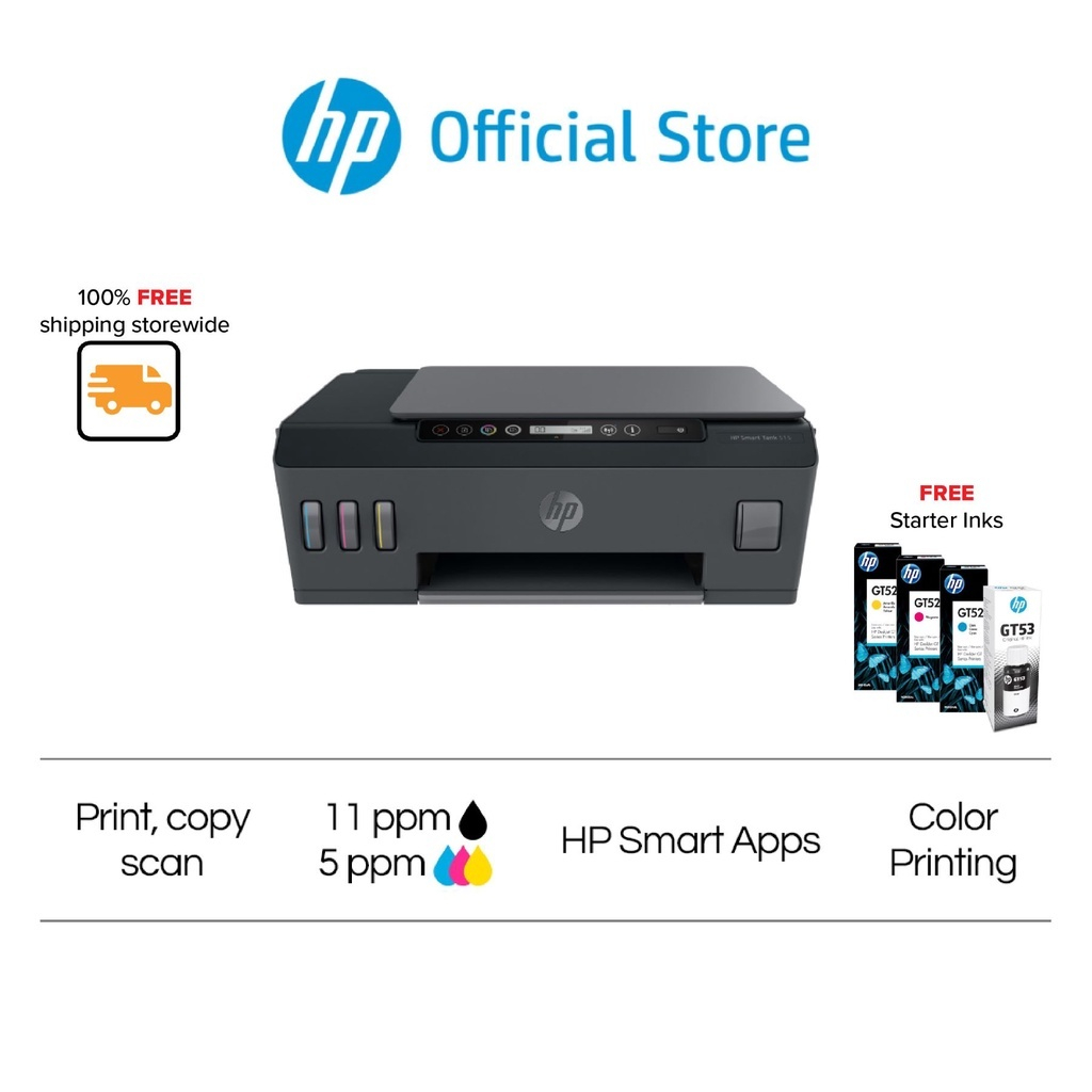 HP Printers Smart Tank 520/525/580 All-in-One Printer | A4 Color ...