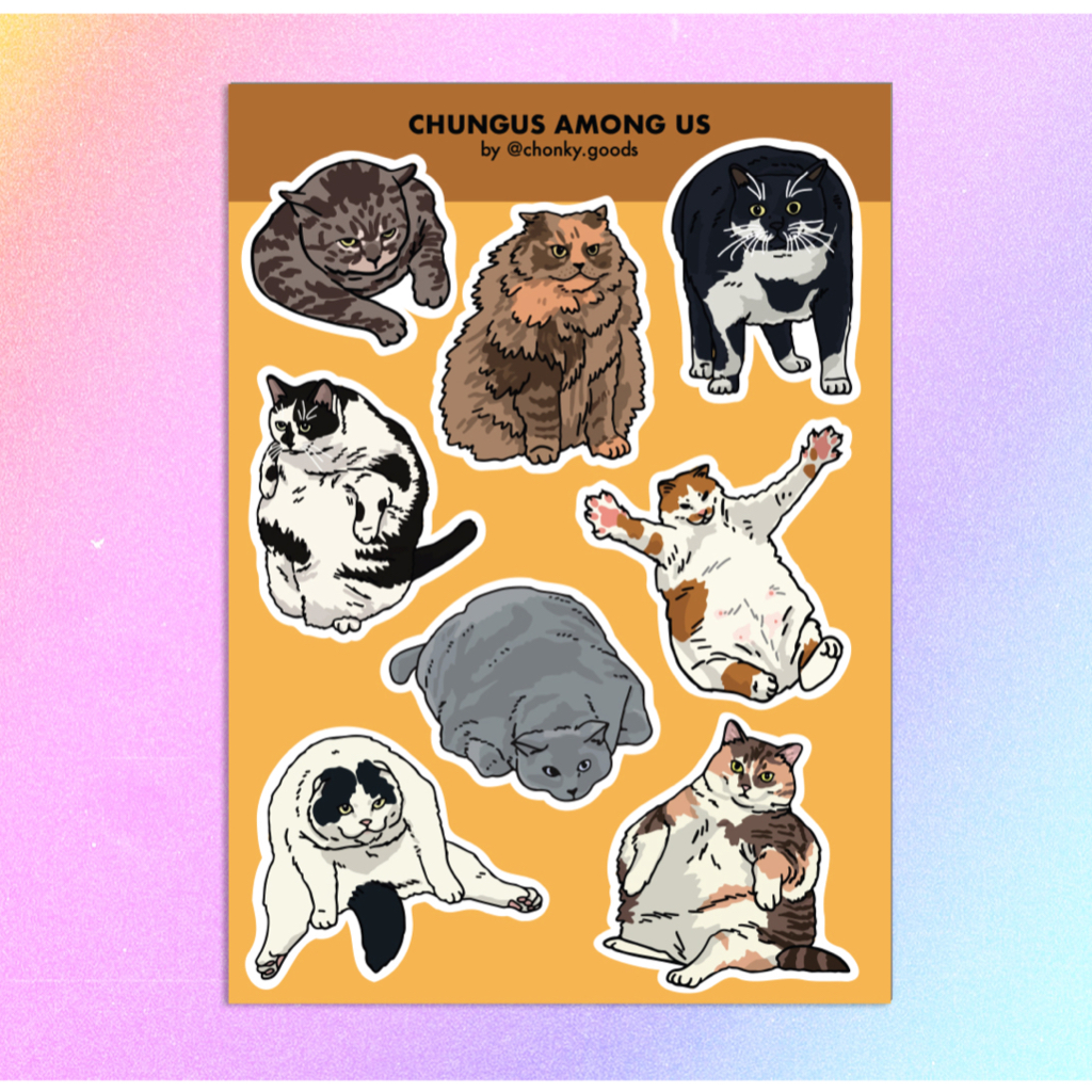 สติ๊กเกอร์แผ่น สติกเกอร์ ไดคัท กันน้ำ ลายมีมแมว ทีหลายลาย Funny Stop ...