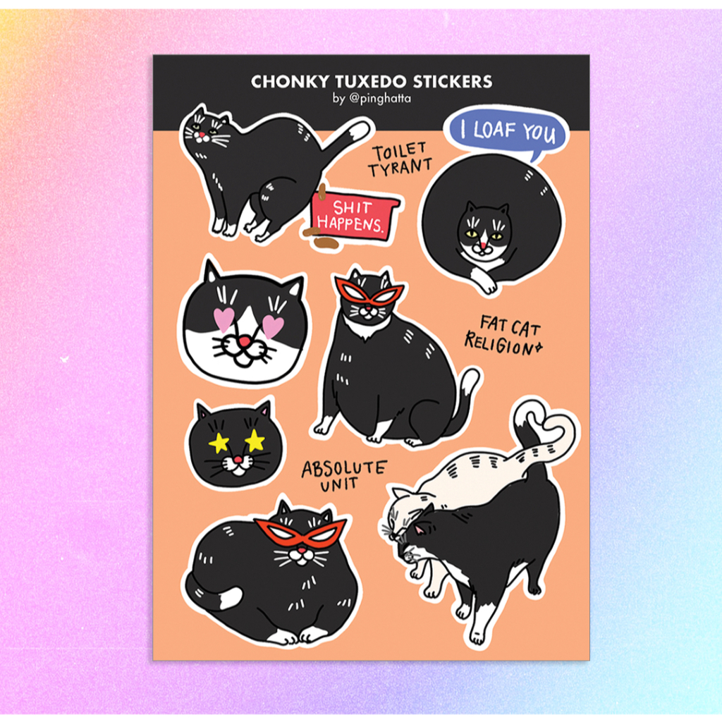 สติ๊กเกอร์แผ่น สติกเกอร์ ไดคัท กันน้ำ ลายมีมแมว ทีหลายลาย Funny Stop ...