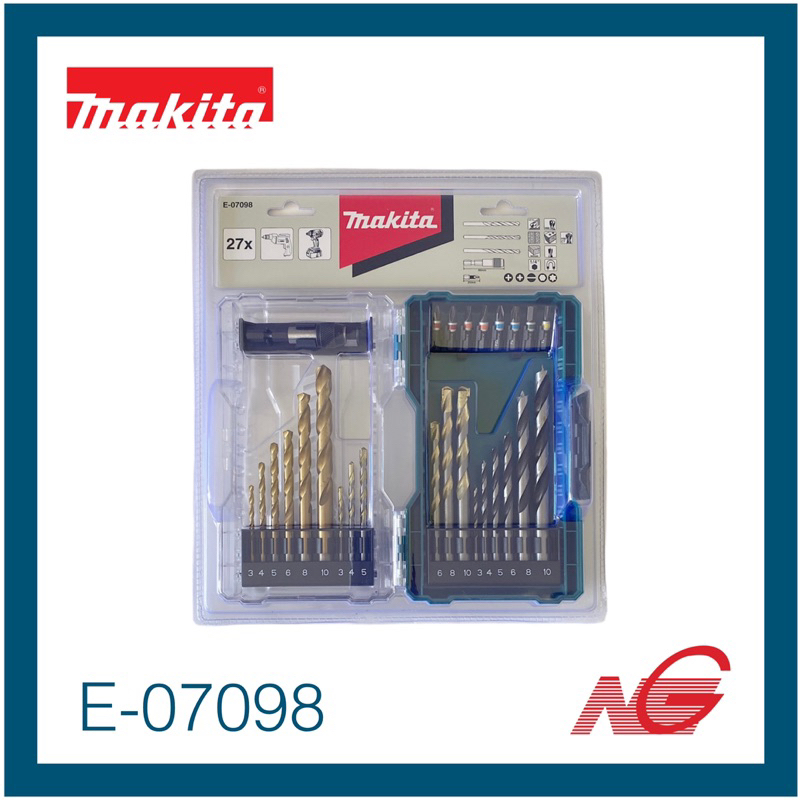 MAKITA ชุดดอกสว่าน (เจาะเหล็ก+ปูน+ไม้) + ดอกไขควง+แกน 27 ชิ้นชุด รหัส ...