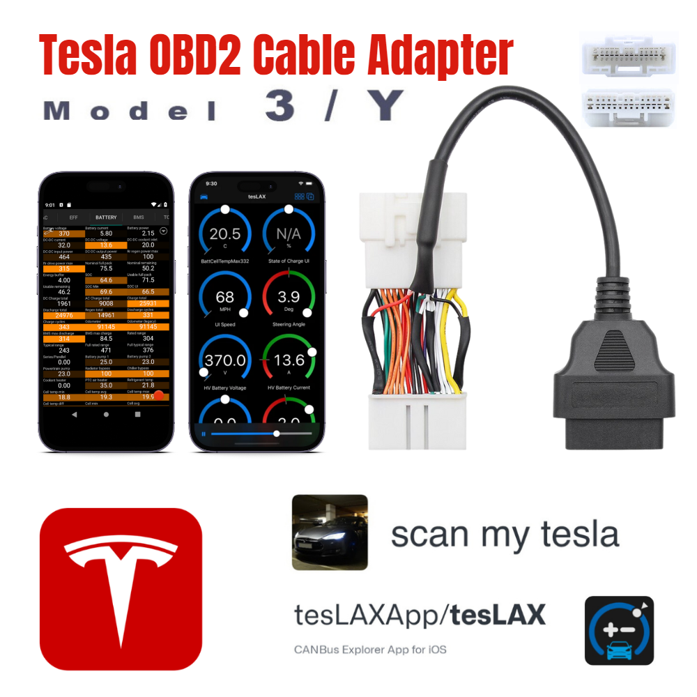 Tesla OBD Cable Adapter for Model 3 Model y 2019+ [ TesLax/ ScanMyTesla ...