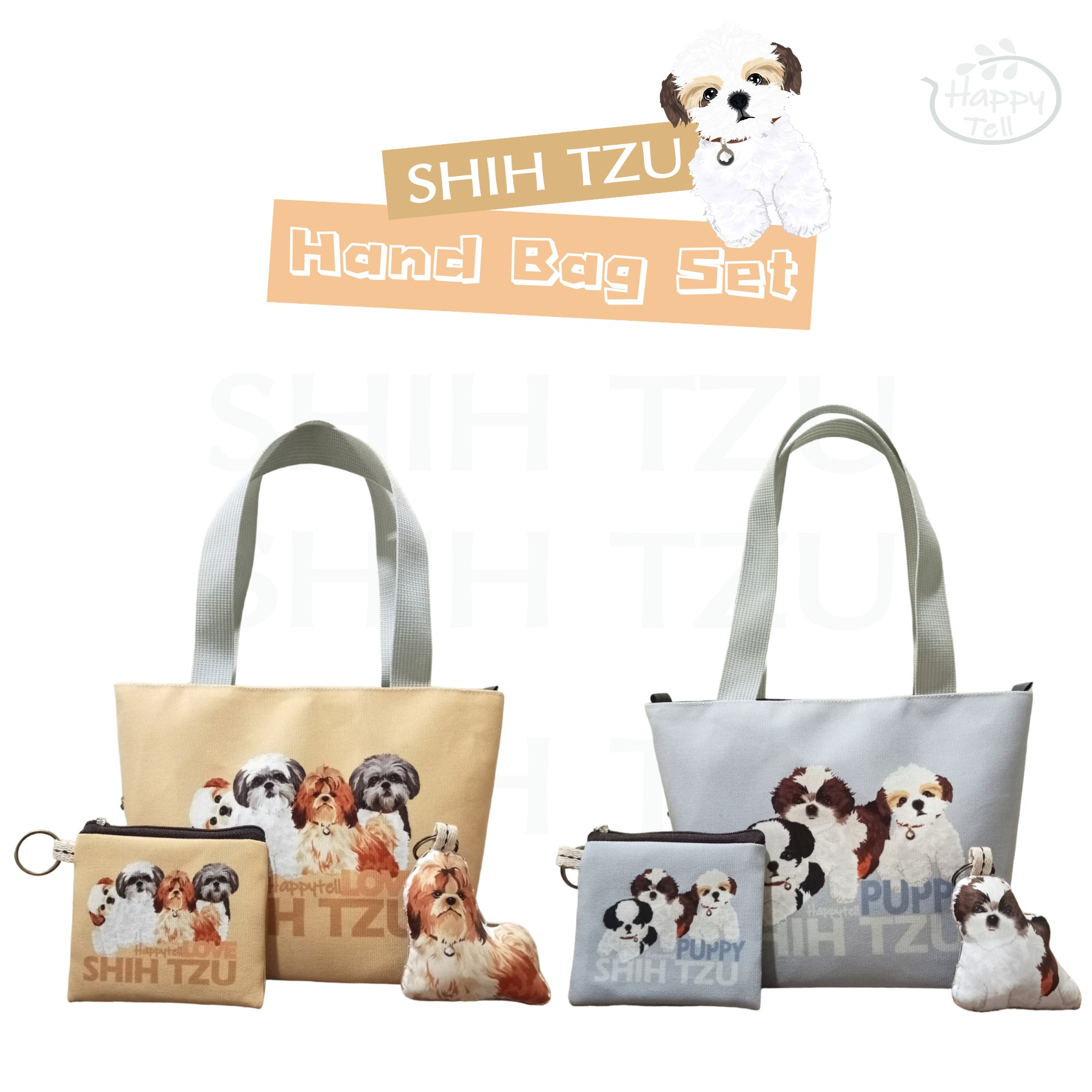 Happy Tell ชุดกระเป๋าถือสุดคุ้ม1 เซต ได้ 3 ชิ้น ผ้าแคนวาส Hand Bag Set ...