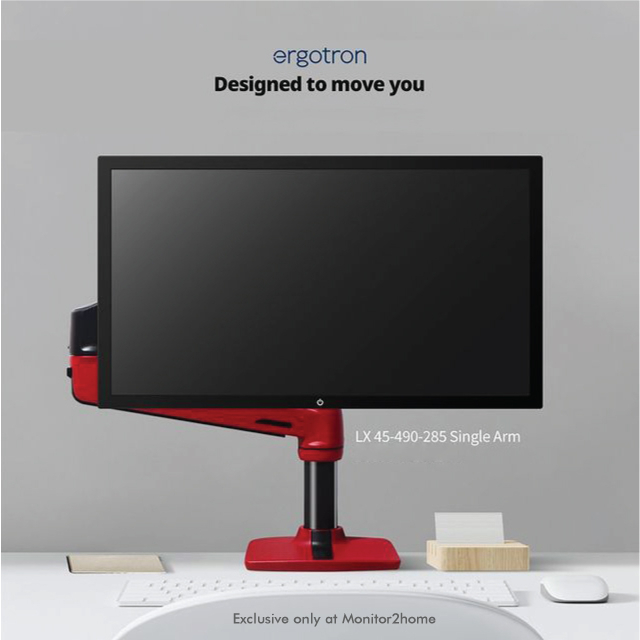 Ergotron 45-490-285 LX Desk Mount Monitor Arm, Adrenaline Rush Red/Red Fits up to 34" (3.2-11.3 ...
