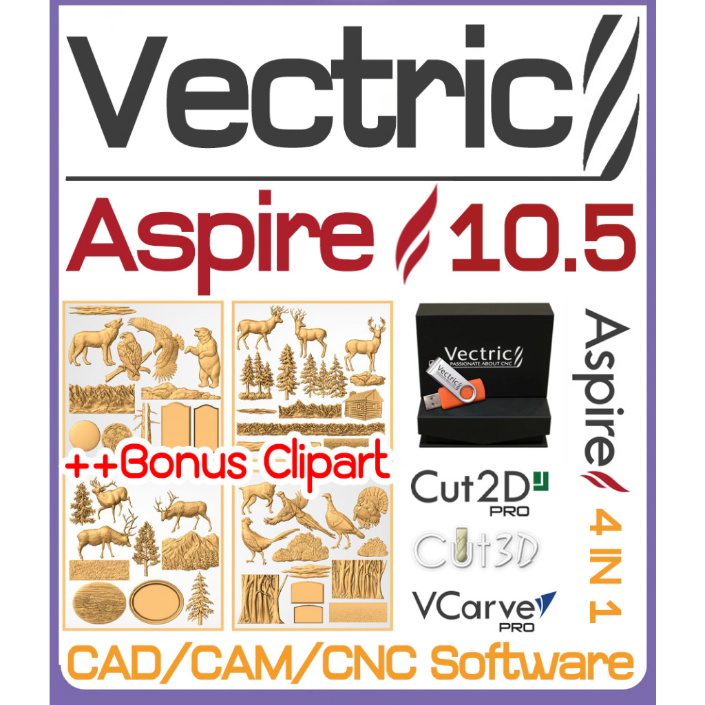 Vectric Aspire 10.5 / 9.5 + Bonus Clipart / Cut2D Pro / Cut3D / VCarve Pro กัดงานง่ายๆ กับ ...