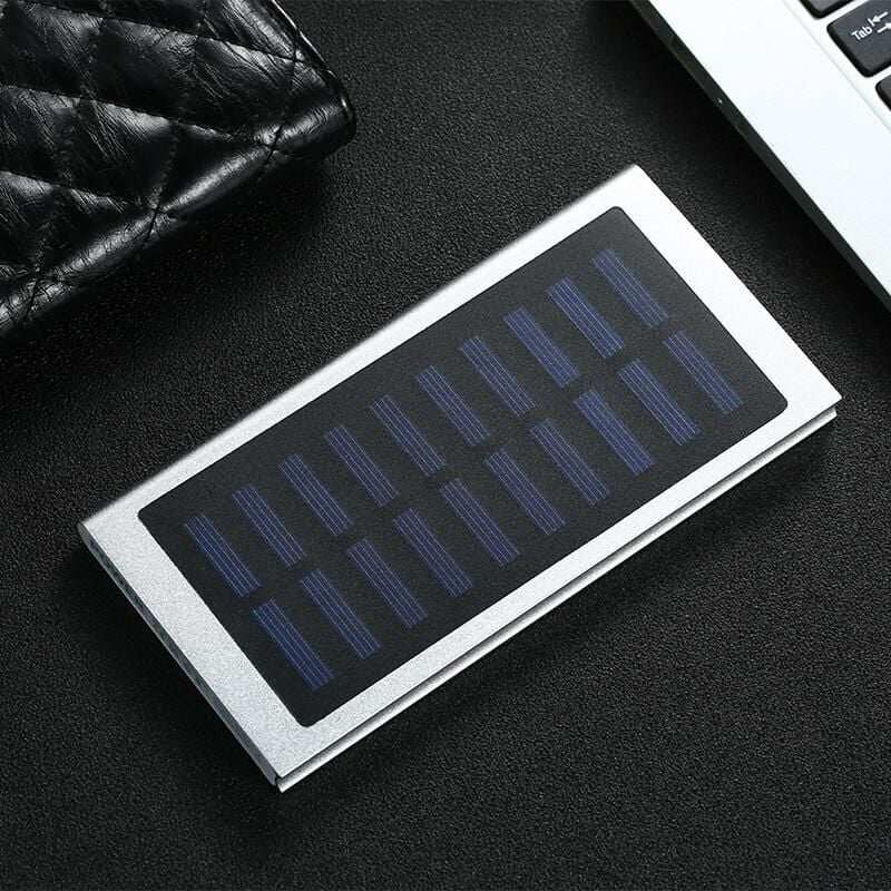 Solar Power Bank Fast Charger LED Ultra Thin Slim Aluminum Alloy ...