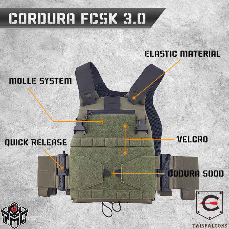 Twinfalcons FCSK 3.0 เสื้อปลอกเกราะ เสื้อเกราะ FCSK 3.0 Plate carrier ...