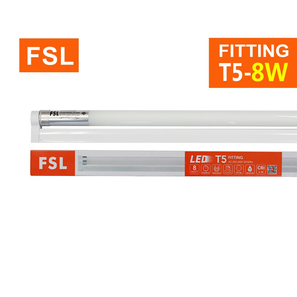 ชุดรางนีออน LED T5 8W 6500K FSL เปลี่ยนหลอดได้ | Shopee Thailand