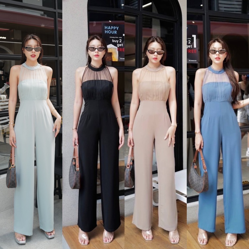 Seetu jumsuitจั้มสูททรงหรูแพง ด้านบนอกตรงชีทรู แบะทรงกางเกงที่กระบอบ ...