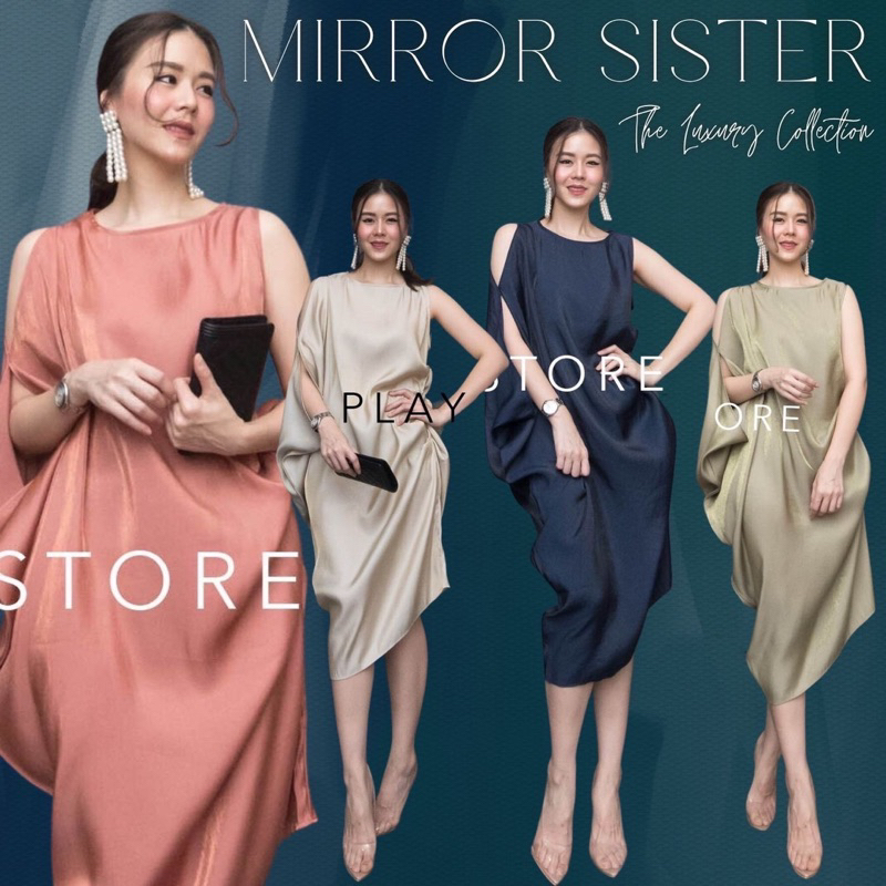 Code : 30912.1 เดรสผ้าซิลค์ดีไซน์เก๋ เดรสใส่ออกงาน งานป้าย Mirrorsister ...