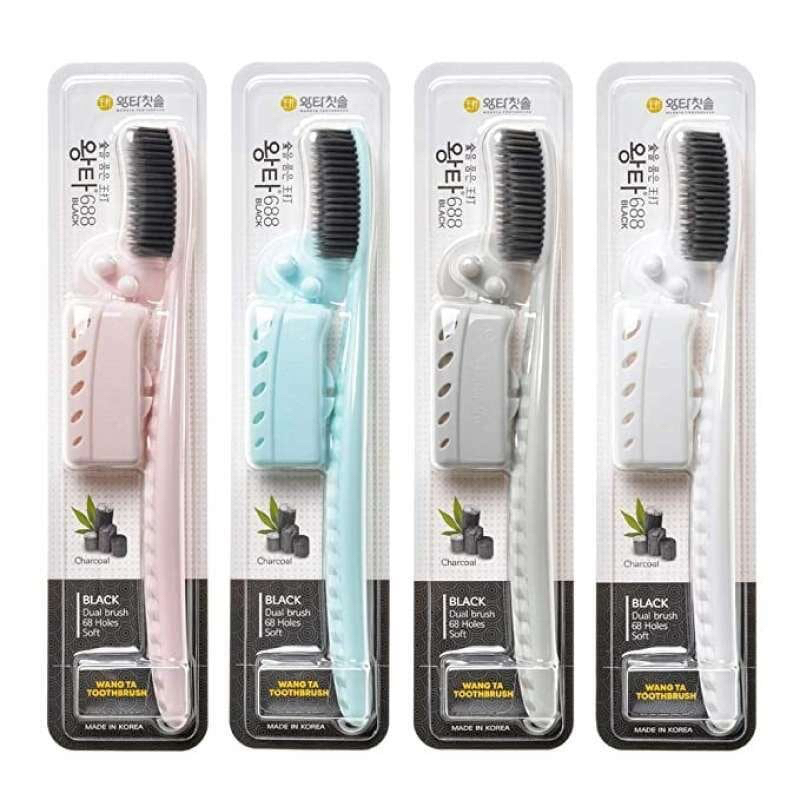 แปรงสีฟันเกาหลี แปรงสีฟันจองกุก Denticon Wangta Toothbrush Black Charcoal (สุ่มสี) | Shopee Thailand