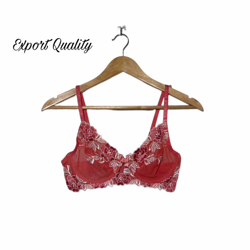 Bra ซีทรูชมพูอมส้มลูกไม้แน่นๆ เว้ารูหน้าสุดเซ็กซี่ เสื้อชั้นในลูกไม้ ...