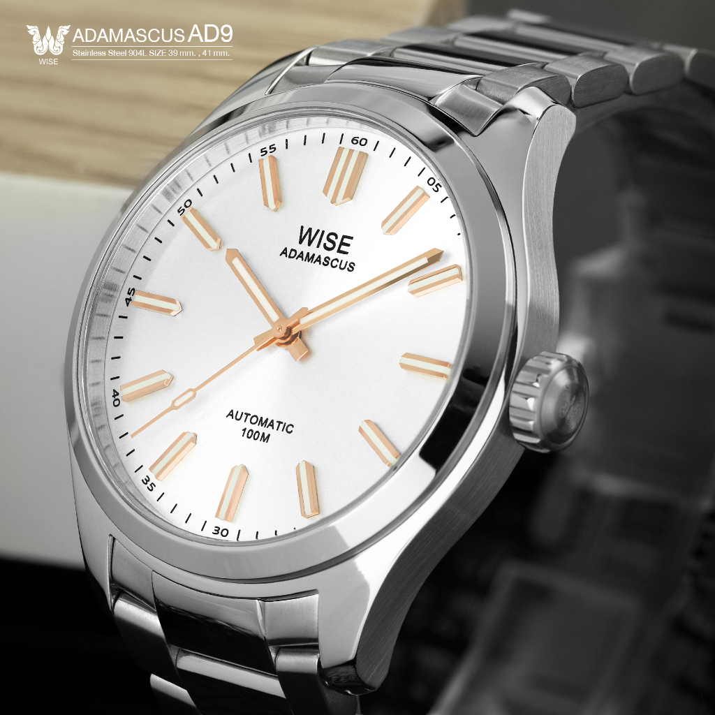 WISE Adamascus AD9 ขนาด 39, 41 mm. No Date Stainless 904L สายสแตนเลส ...