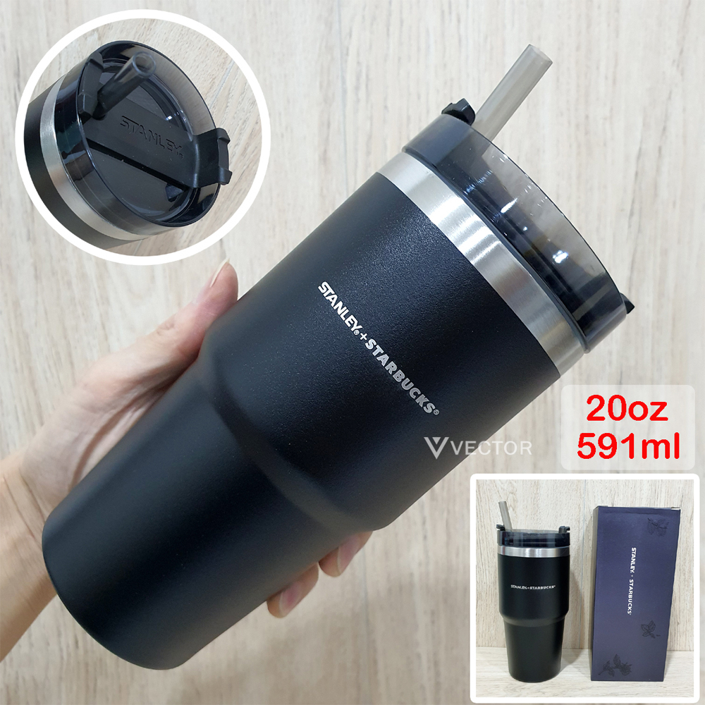 แก้วกระติกน้ำ 20oz 30oz 600ml 900ml แถมหลอด พร้อมฝา สแตนเลส304 เก็บร้อน-เย็น แก้ว STAR Tumbler ...