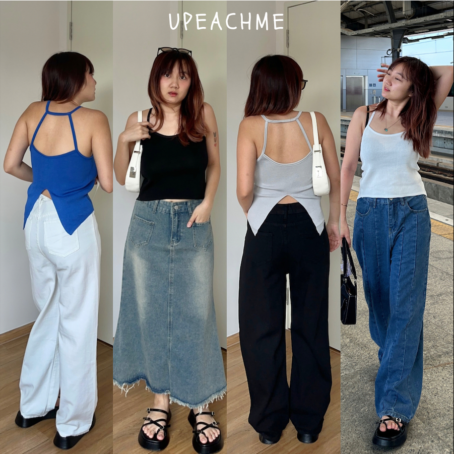 CHALALA TANK I เสื้อสายเดี่ยวไหมพรมสายไขว้ผ่าหลังเซ็กซี่ขี้เล่นเบาๆ สาย ...