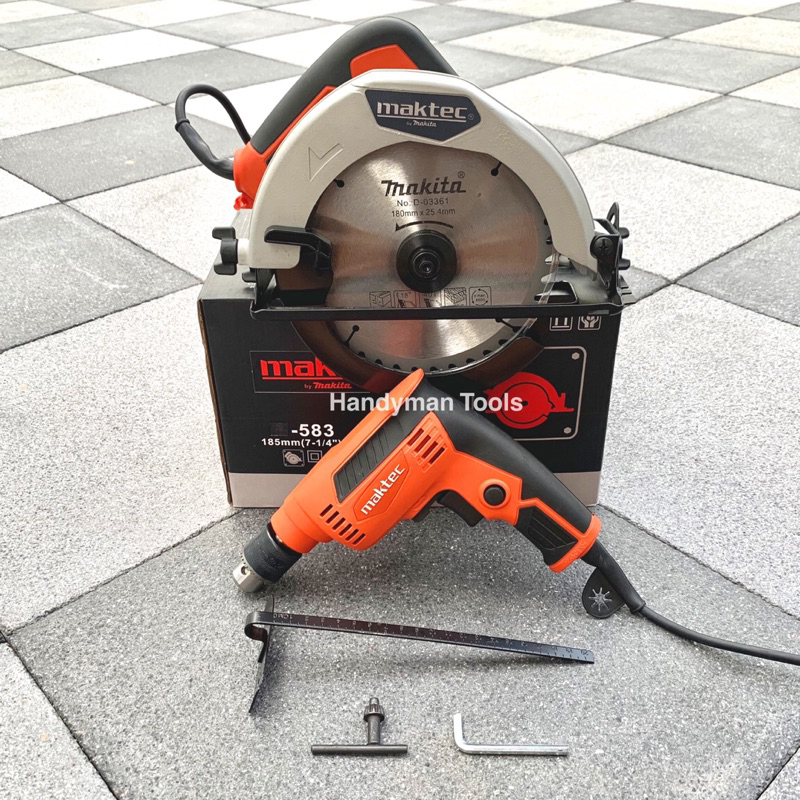 Maktec วงเดือน เลื่อยวงเดือน 7 นิ้ว รุ่น MT-583-1050W + Maktec สว่านไฟฟ้า 2 หุน รุ่น MT653 กำลัง ...