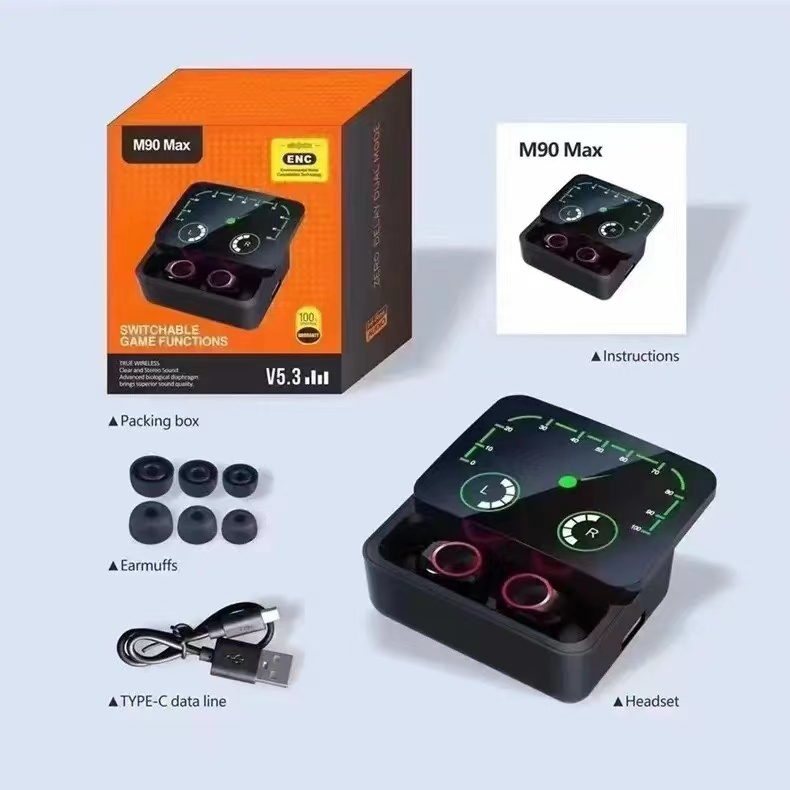 หูฟังไร้สาย TWS หูฟังสำหรับเล่นเกม จอแสดงผล LED รุ่น M88 plus พร้อม ...