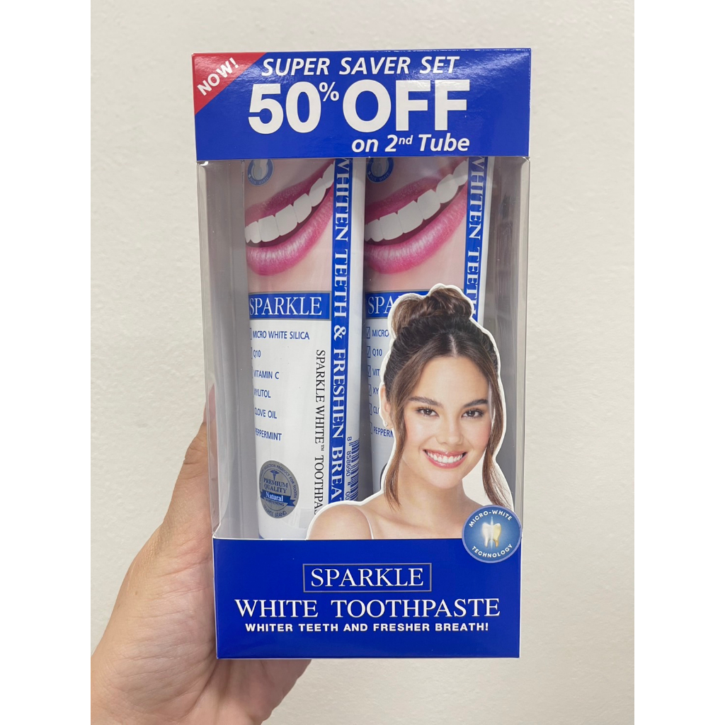 (แพ็คคู่) Sparkle Toothpaste ยาสีฟัน สปาร์คเคิล ไวท์ ทูธเพส เซ๊ต บรรจุ 100 กรัมx2 หลอด | Shopee ...