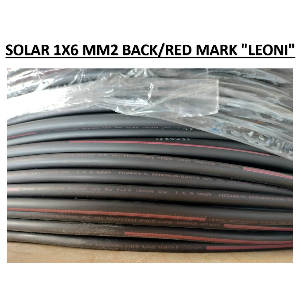 สายโซล่าเซลล์ LEONI SOLAR H1Z2Z2-K 1X6 Sqmm./ดำแถบแดง | Shopee Thailand
