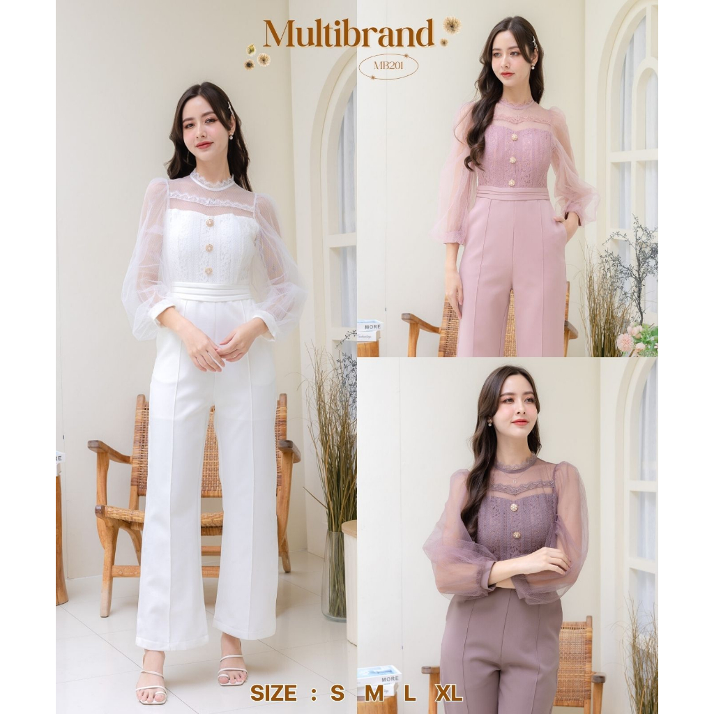 Fairyangelstore - จั้มสูทออกงานแขนตาข่าย (MB201) | Shopee Thailand