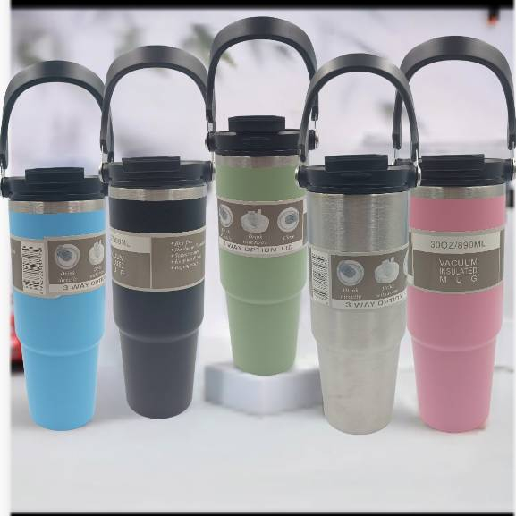 A019 แก้วเก็บอุณหภูมิ สแตนเลส พร้อมหูหิ้ว พร้อมหลอด 30oz/890ml | Shopee Thailand