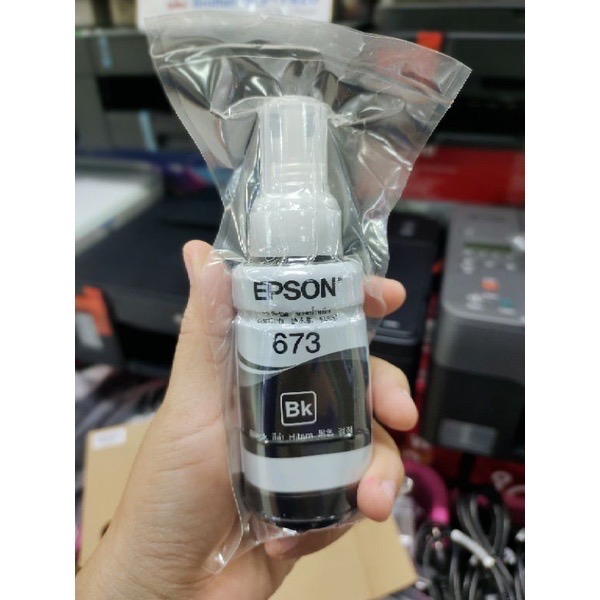 Epson 673 BK (T673100) น้ำหมึกเติมแบบไม่มีกล่อง สีดำ ของแท้ Black Original Ink Bottle 70ml ของ ...