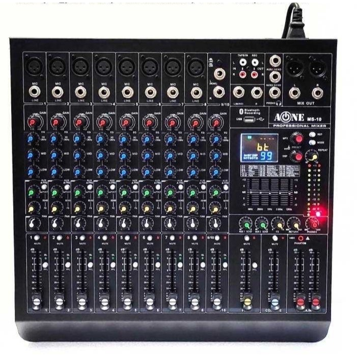 A-ONE รุ่น MS10 mixer 10 ช่อง (8ช่องไมค์ 2 ช่องสเตอ) มิกเซอร์เอฟเฟคแท้ ...