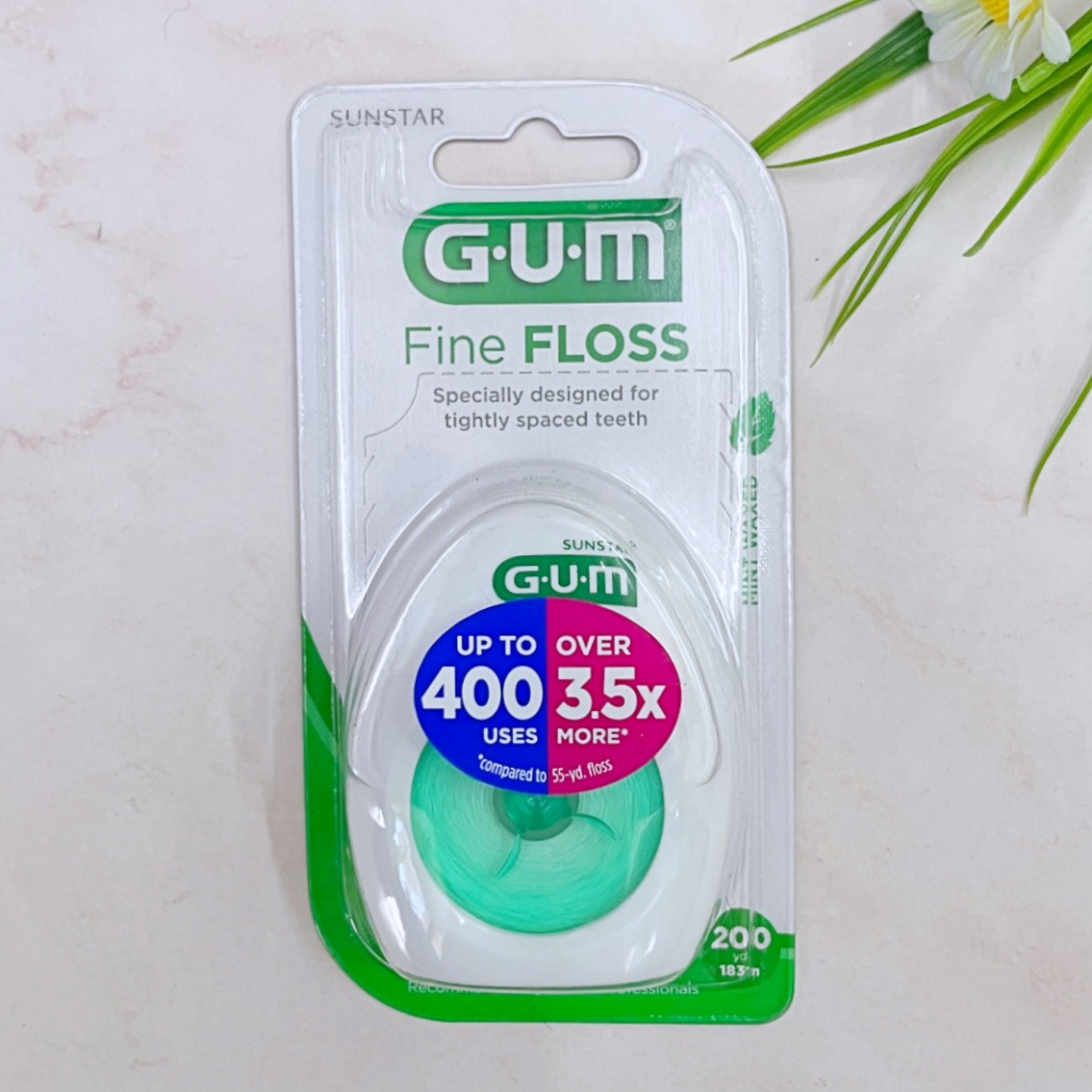 [GUM®] Fine Floss, Mint Waxed 200 yd 183 m ไหมขัดฟัน เคลือบแว็กซ์ รสม ...