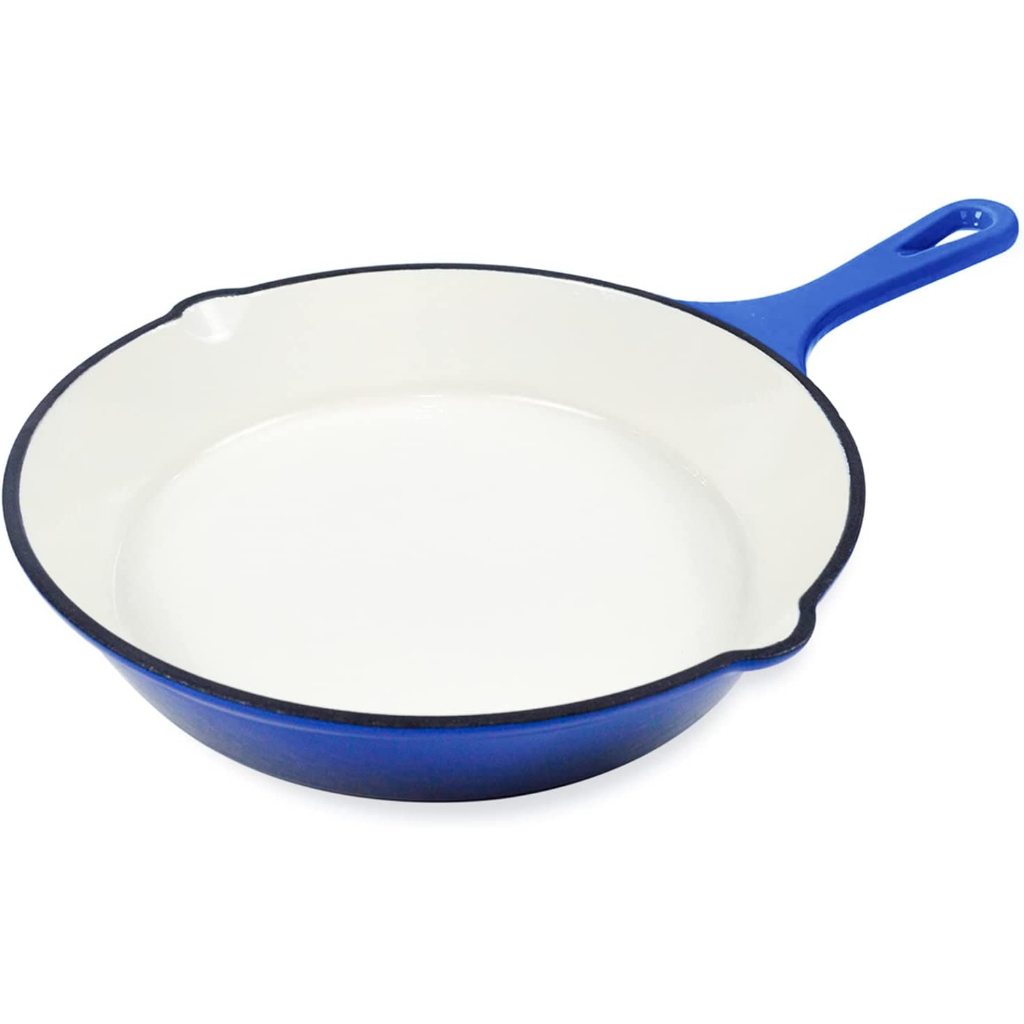 Enameled Cast Iron Fry Pan 26cm , Cream Enamel coating, Skillet Pan For ...