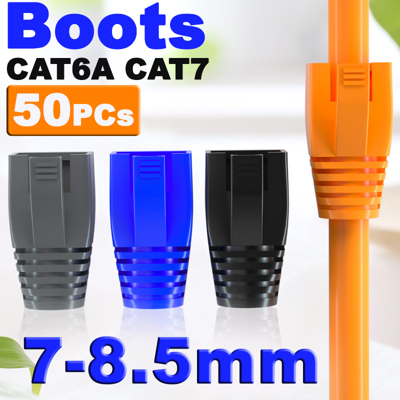 50PCs บูทครอบหัวแลน CAT6A CAT7 (7-8.5mm) RJ45 Caps Boots Protective ...