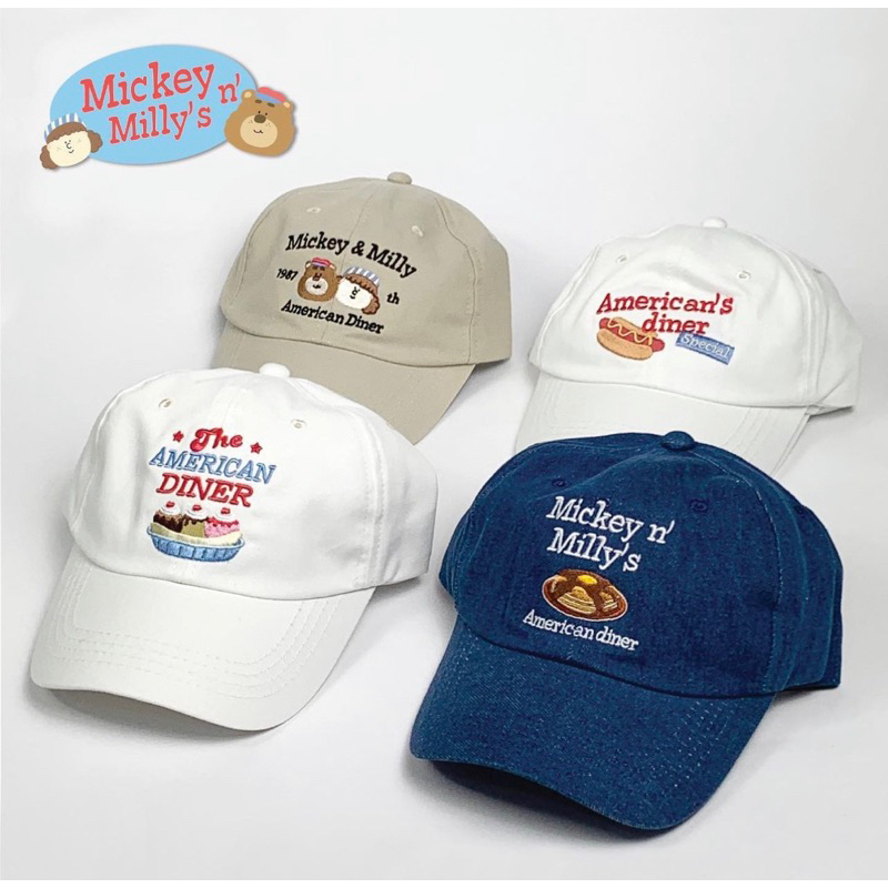 Bringhome American Diner Cap หมวกแก๊ป ลายปัก ปรับขนาดได้ | Shopee Thailand