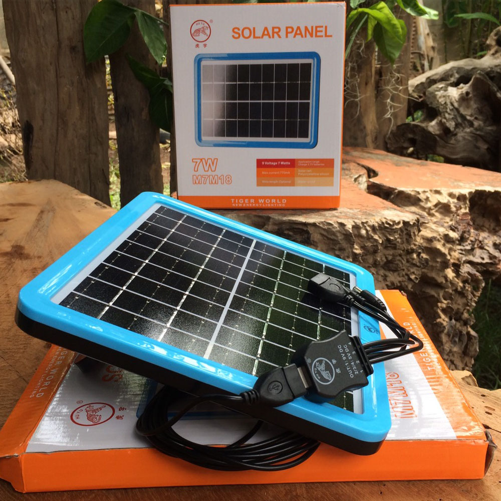 แผงโซล่าเซลล์ 7วัตต์ 9โวลท์ สายยาว 3เมตร 4หัวชาร์จ พร้อมใช้งาน SOLAR ...