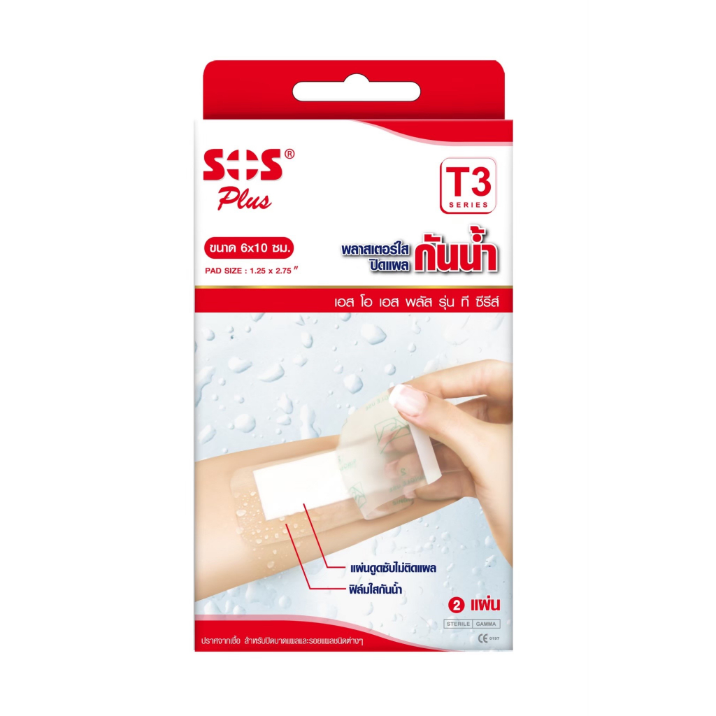 SOS Plus พลาสเตอร์ใสปิดแผลกันน้ำ T series plaster มีครบทุกไซส์ ...