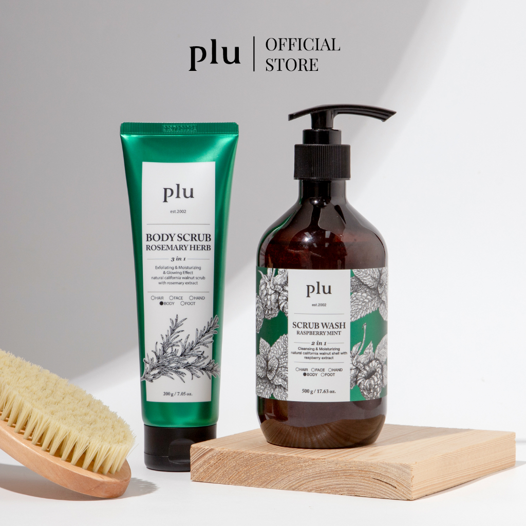 [PLU DUO SET] PLU BODY SCRUB 200G + SCRUB WASH 500G (สครับผิวกาย + สค ...