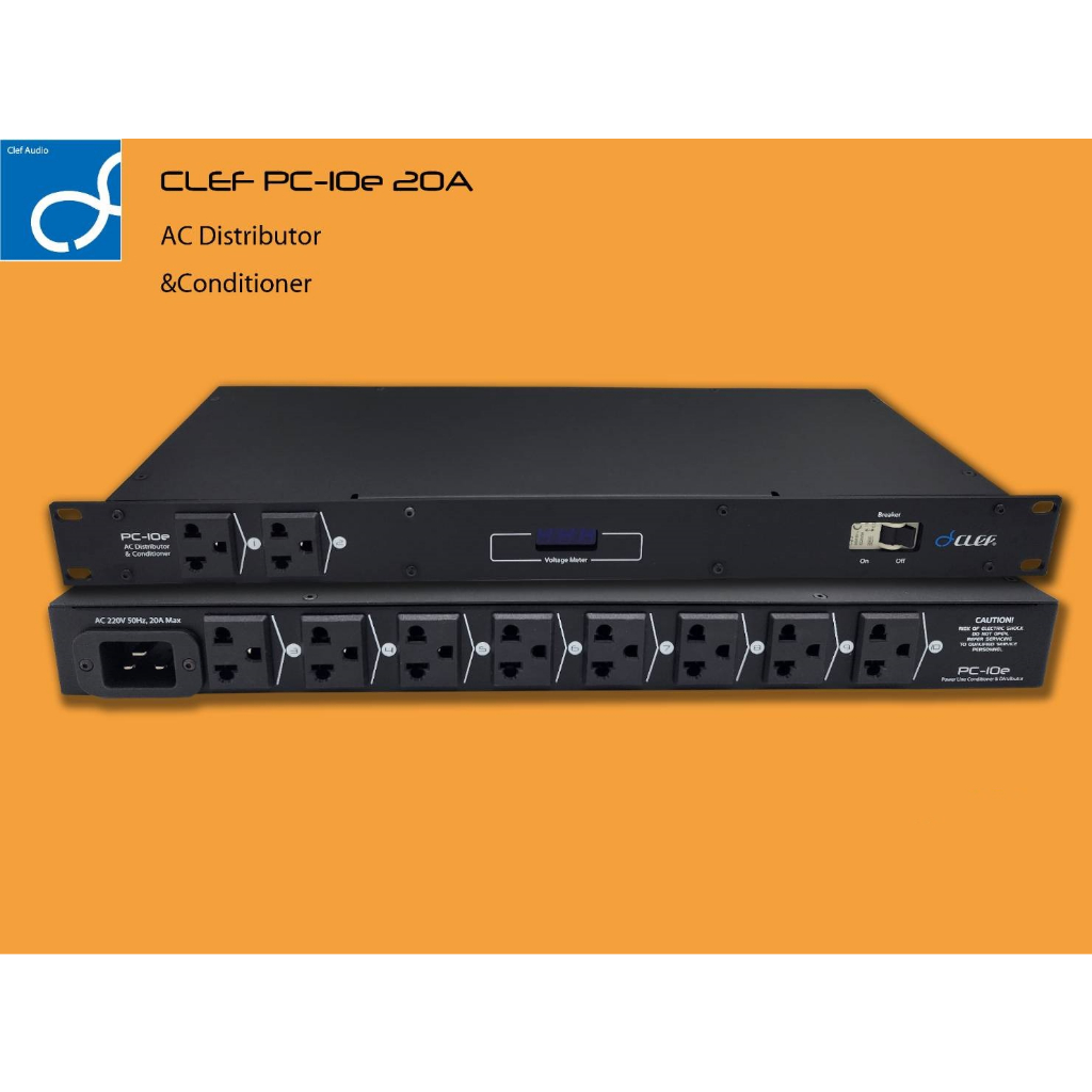 Clef Audio PC-10e เครื่องกรองสัญญาณกระแสไฟ 10 ช่อง พร้อมหน้าจอ LED แสดงไฟ ดิจิตอล 1U ใส่ตู้ RACK ...