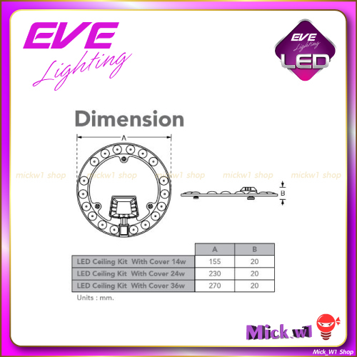 EVE แผงไฟ LED Ceiling Kit With Cover จาก อีฟ 24W , 36W | Shopee Thailand