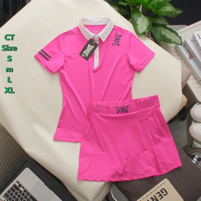 ชุดตีกอล์ฟผู้หญิง เสื้อคอปกแขนสั้น กระโปรงมีซับใน SK99 | Shopee Thailand