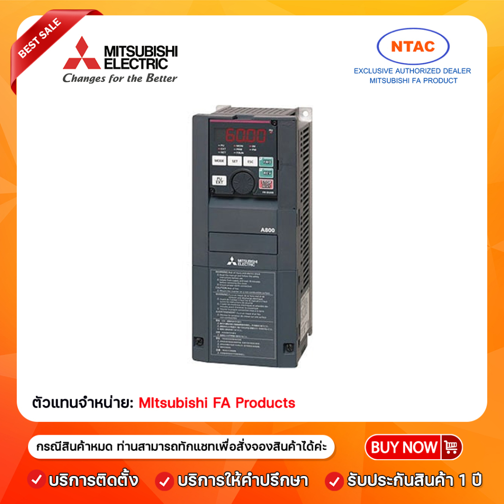 FR-A820-0.75K-1 Inverter Mitsubishi Input 3 Phase 200V Power 0.75Kw Made in Japan Warranty 1 ...