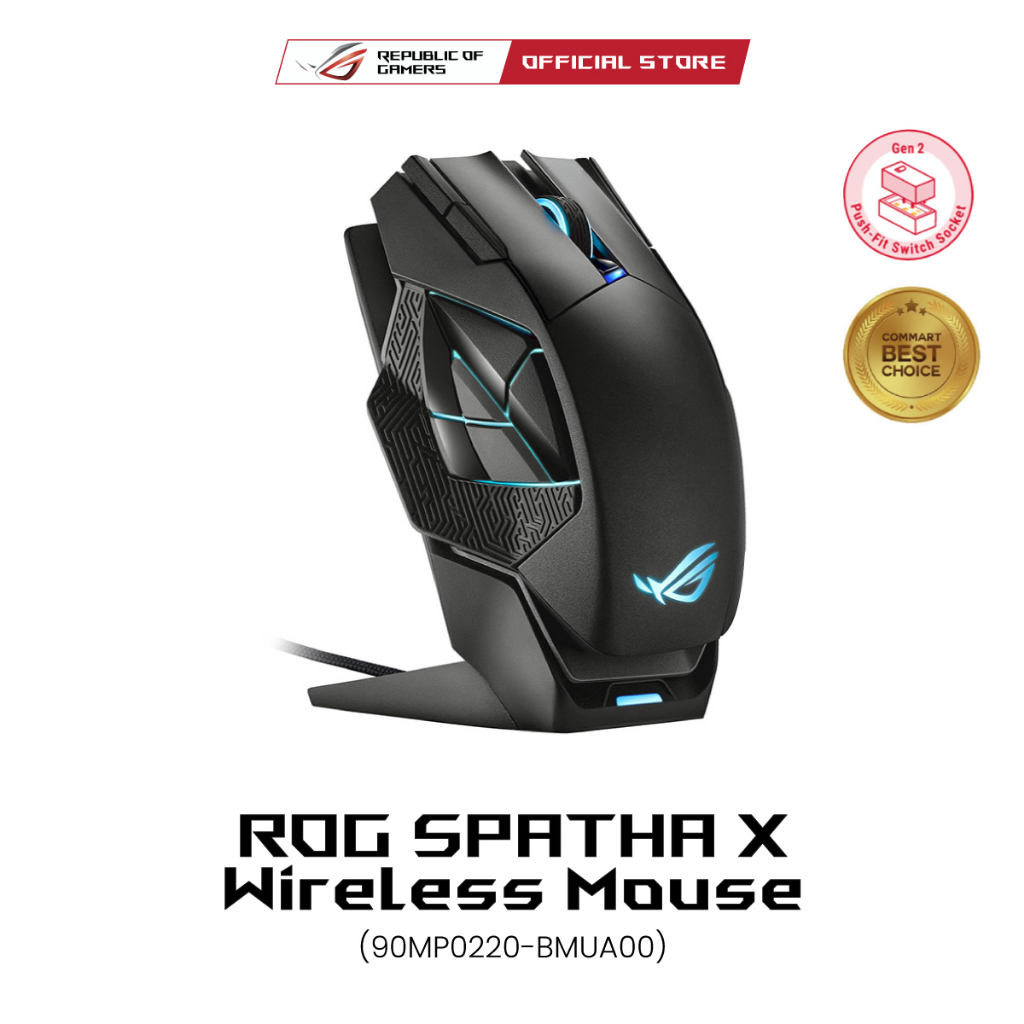 ASUS ROG SPATHA X (90MP0220-BMUA00), Wireless gaming mouse, dual-mode ...