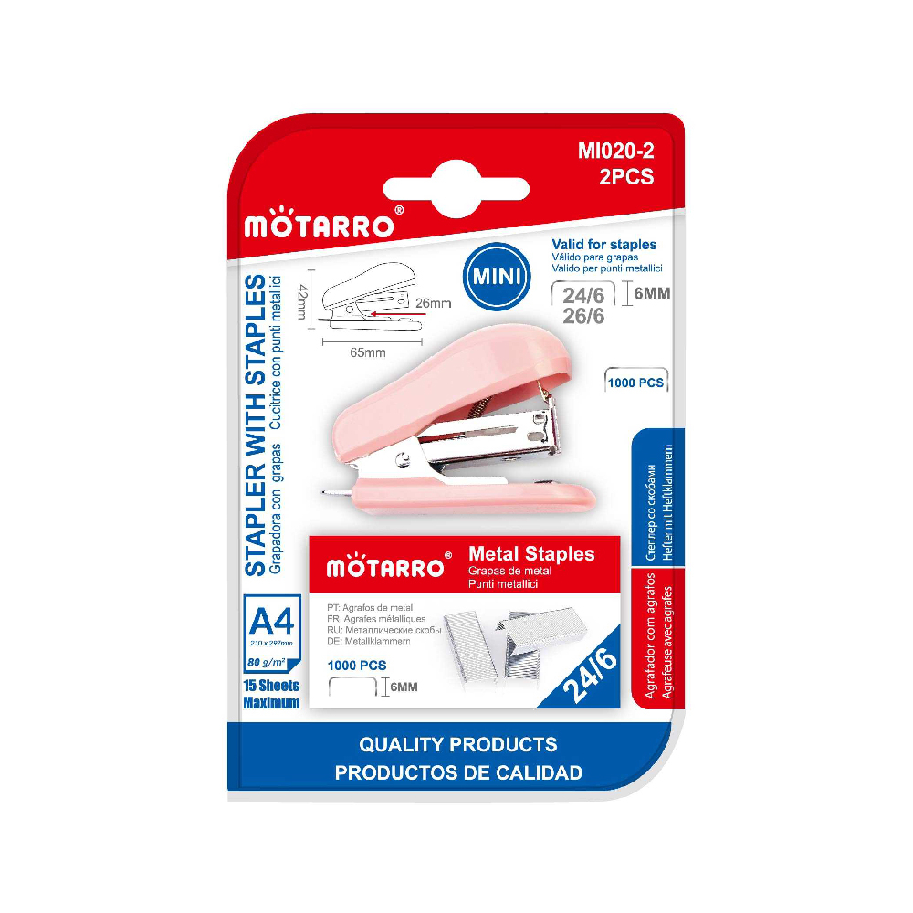 เครื่องเย็บกระดาษ Mini Pastel พร้อม แม็กซ์ ลวดเย็บกระดาษ No.35 MOTARRO ...