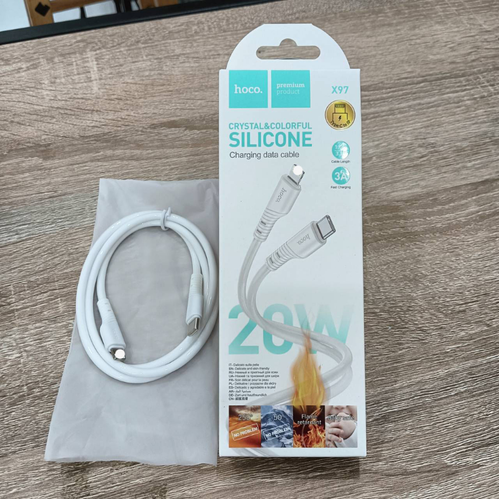 Hoco X97 สายชาร์จเร็วสีพาสเทล Silicone data cable PD สาย Type-C ชาร์จเร็ว ยาว 1.0เมตร(NEW ...