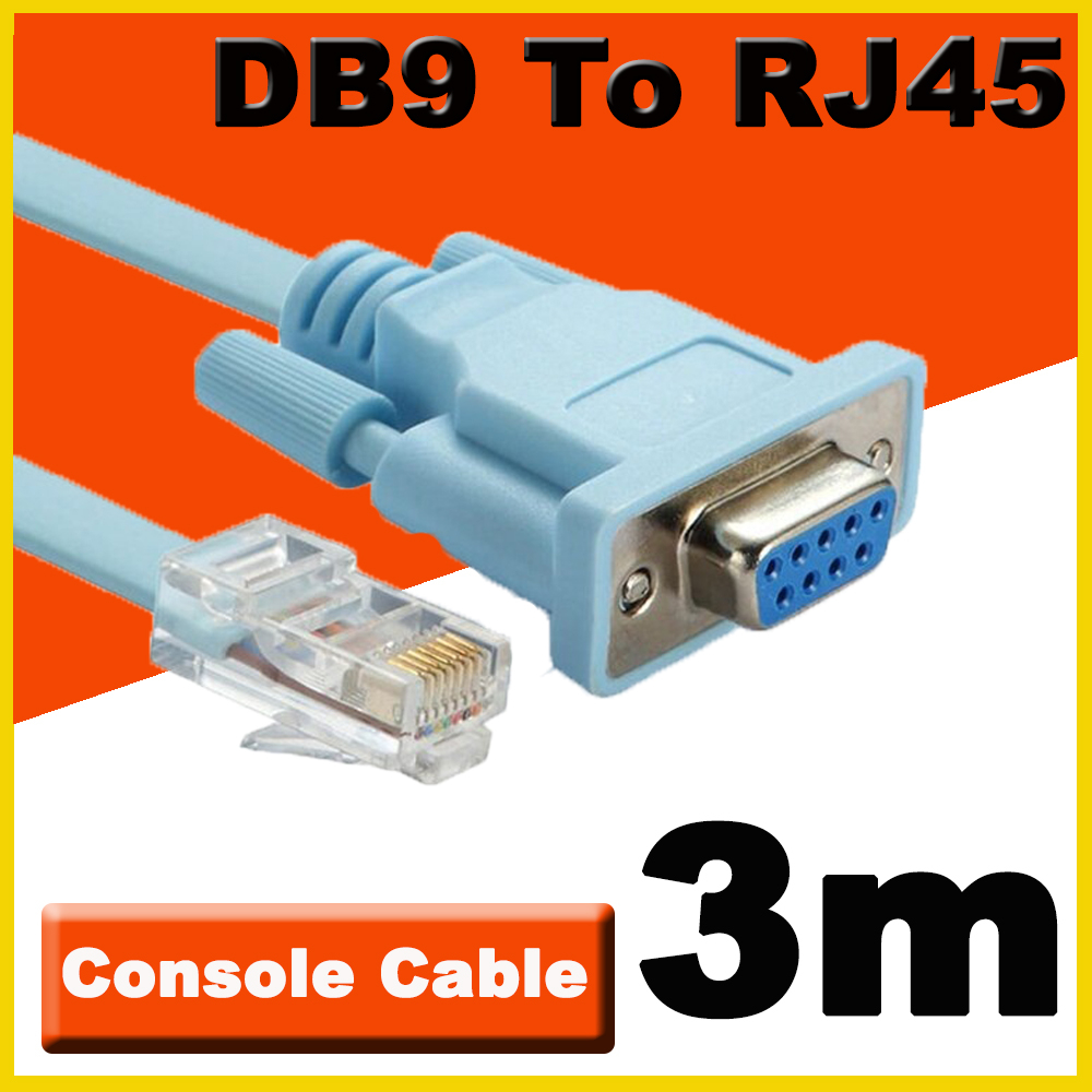 3m DB9P Console Cable RJ45 Ethernet To RS232 DB9 Port Serial Routers ...
