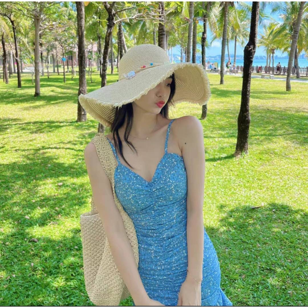 หมวกสานปีกกว้าง ขอบขุ่ยแต่งคาดเปลือกหอย สินค้าพร้อมส่ง C071 | Shopee Thailand