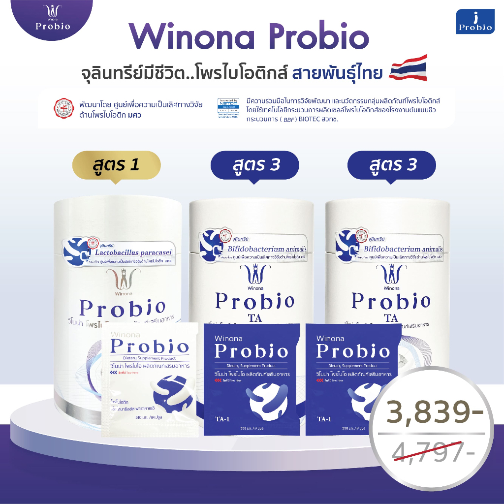 Winona Probio MSMC 1 กระปุก + Winona Probio TA 2 กระปุก (คละสูตร ...