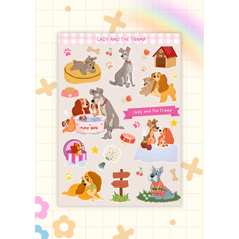พร้อมส่ง sticker Lady and the tramp (ขนาดA6 ไดคัทแล้ว) | Shopee Thailand