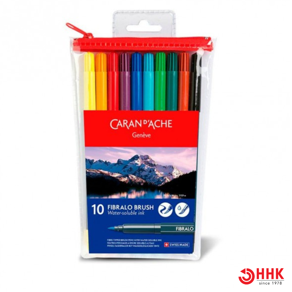 Caran D’arche(คารันดาช) ชุดปากกาหัวพู่กันระบายน้ำ 10 สี 186.710 กระเป๋า ...