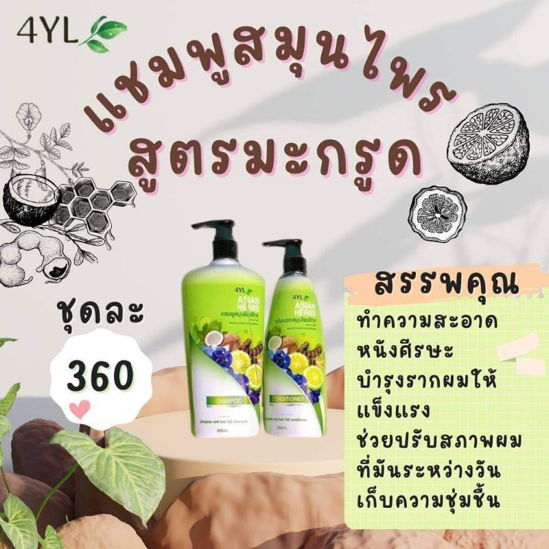 4YLแชมพูสมุนไพรสูตรมะกรูด | Shopee Thailand